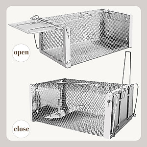 Humane Rat Trap, Chipmunk Rodent Trap That Work for Indoor and Outdoor Small Animal - Mouse Voles Hamsters Live Cage Catch and Release (Silvery)