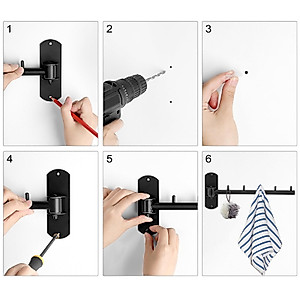 Sumnacon Clothes Rack,2Pcs Stainless Steel Clothes Hanger,Wall Mounted Clothes Rack,Wall Mounted Drying Rack with Swing Arm,Wall Clothes Hanger for Bathroom Laundry Room Closet,Black