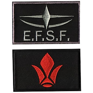 Tactical Emblem Applique 2pcs Anime/Military Embroidered Rectangular Science Fiction Embroidered Patch Badges Applique for Jeans Jackets Hats Vests