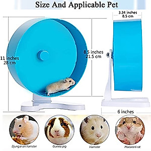 8.5 in Silent Hamster Wheel for Syrian Hamster Exercise Wheel & Quiet Hamster Running Spinner Wheel with Stable Stand for Hedgehog, Gerbils, Mice, Dwarf Hamster and More Small Pets, Blue