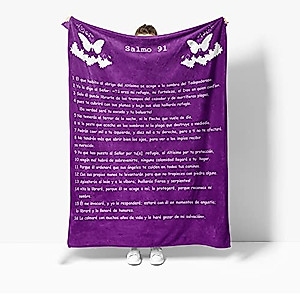 YIVIVEN Salmo 91 En Español Blanket Christian Gifts 50"x60", Religious Throw Blanket, Christian Blankets Plush, Salmo 91 Throw Blanket (Salmo 91) Prayer Blanket Scripture Blanket