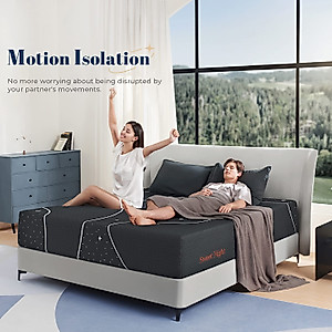 Sweetnight Full Size Mattress, 12 Inch Gel Memory Foam Mattress in a Box, Plush Comfort Full Mattress for Motion Isolation & Pressure Relief, Gray, Starry Night,Grey