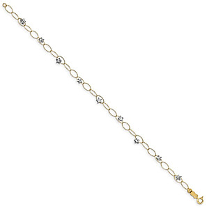 14k Two-tone Puff Stars Bracelet 7.25in style FB1322-7.25