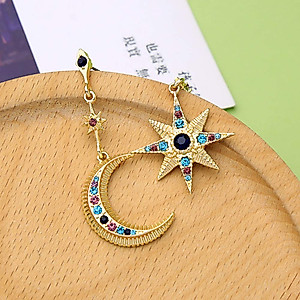 Dainty Long Dangle Earrings for Women Girls, Fashion Jewellry, Cute Gold Silver dangly, Upgrade Moon Stars Sun Earring …