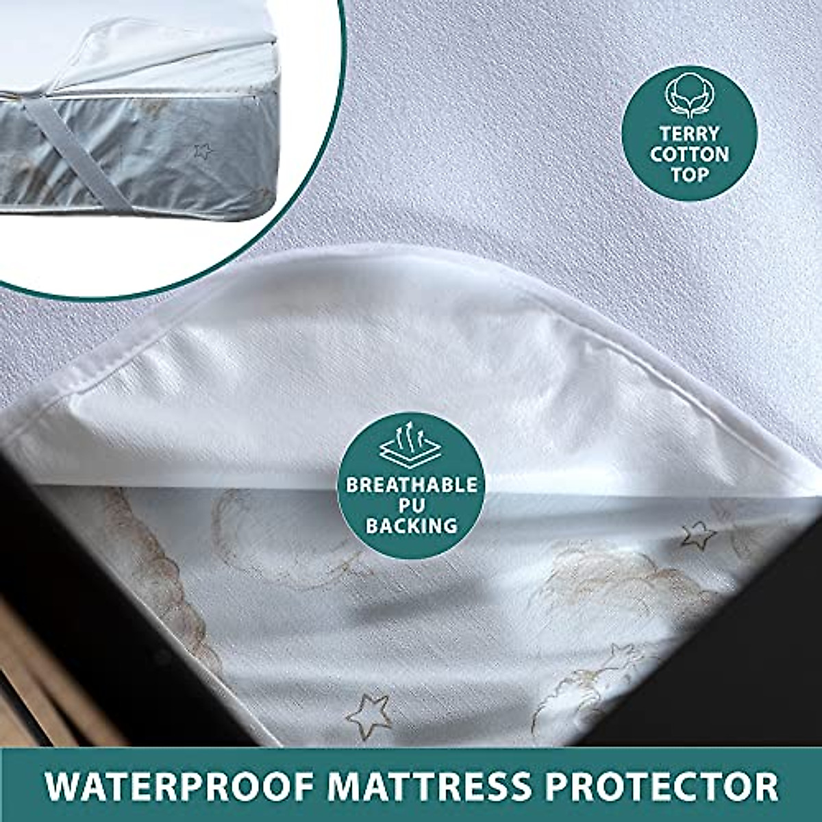 PAMOOQ 100% Cotton Crib Bedding Set | 8-Piece Baby Bedding Crib Set | Jungle Safari Design Nursery Crib Set | Premium Turkish Cotton | Woodland Collection | Includes Mattress Protector