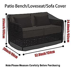 Bliifuu Outdoor Bench Cover, 2-Seater Patio Chair Cover Waterproof UV Resistant Rip Proof, Garden Furniture Sofa Cover 52.7 Inch, Black