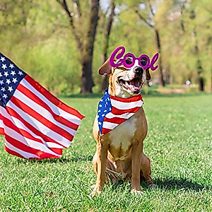Whaline 4Pcs 4th of July Dog Bandanas & Matching Scrunchie Set American Flag Patriotic Dog Scarf Bow Clip Hair Band Headband for Pet Dog Owner Independence Day Memorial Day Dressing Accessories