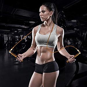 Jump Rope, Wastou Speed Jumping Rope for Training Fitness Exercise, Adjustable Adults Workout Skipping Rope for Men, Women, Kids, Girls (Gold)