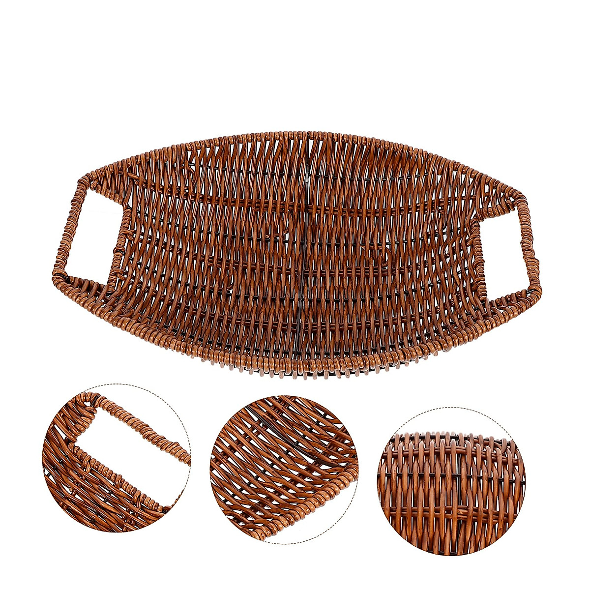Angoily Rattan Weaving Storage Basket Fruit Bread Snack Woven Basket Simulated Rattan Elegant Decorative