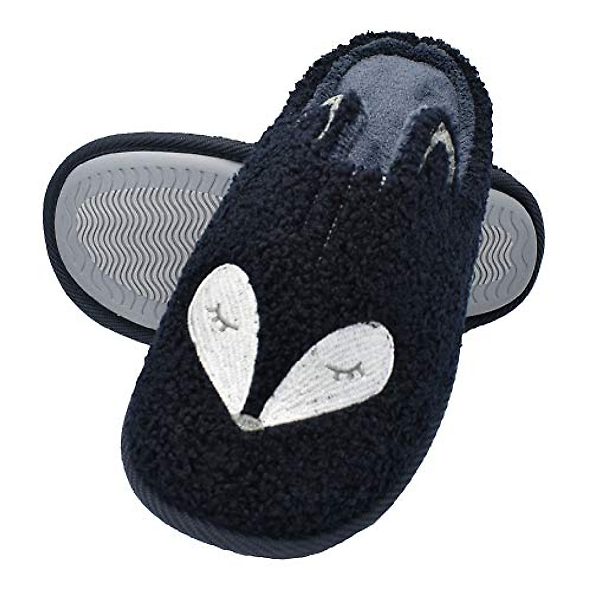 Tuiyata Black Cute Fox Animal Slippers for Women Mens Winter Warm Memory Foam Cotton Home Slippers Soft Plush Fleece Slip on House Slippers for Girls Indoor Outdoor Shoes