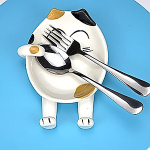 Ceramic Spoon Rest for Kitchen Multifunction Cute Cat Spatula Rack Cooking utensil holder,cover Lid Holder for Stove,Kitchen Decor Gift (yellow cat)