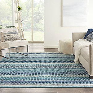 Nourison Passion Bohemian Navy Blue 8' x 10' Area -Rug, Easy -Cleaning, Non Shedding, Bed Room, Living Room, Dining Room, Kitchen (8x10)