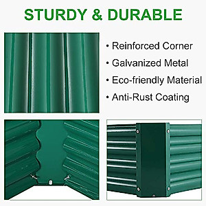 GROWNEER 4 x 3 x 1 Feet Green Metal Raised Garden Bed with 4 Pcs Garden Stakes, 1 Pair of Gloves and 15 Pcs Plant Labels, Elevated Planter Box for Vegetables, Fruits, Flowers, Herbs