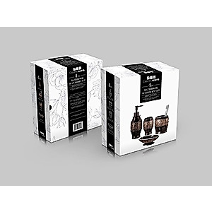 Creative Scents Dublin Bathroom Accessories Set, Bathroom Decor Sets Accessories Includes Soap Dispenser, Bar Soap Dish, Tumbler, and Toothbrush Holder for Your Vanity Countertop (Brown)
