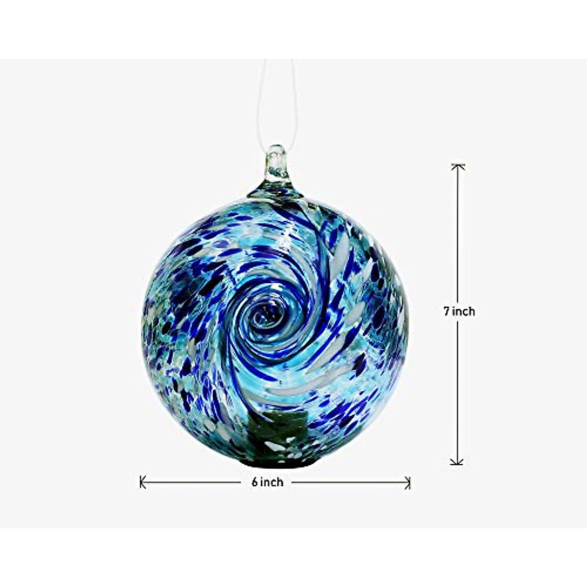 Artisan Crafts and Design 6-Inch Solar Powered Hanging Galaxy Glass Gazing Ball Outdoor Garden Decoration (Aqua-Blue)