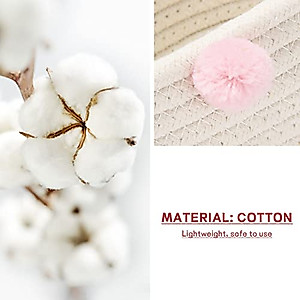 putyEosu Cotton Woven Basket Cute Pompom Decor Sundries Finishing Box Nordic Cosmetic Toys Organizer S