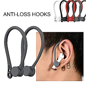 AirFIT Ear Hooks for AirPods Headphones Secure Slide-in Ear Hook Holder Over-Ear Loops | Sport Exercise Accessories for AirPods 1 & 2 or EarPods Earphones Earbuds, Grey, 2 Pair