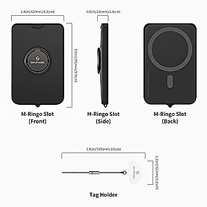 Sinjimoru MagSafe Wallet Phone Case with Ring Holder - Compatible with iPhone 14/13/12 Series & MagSafe Cases, Kickstand & Card Slot, M-Ringo Black