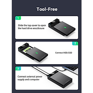 UGREEN External Hard Drive Enclosure for 3.5 2.5 Inch SATA SSD HDD USB 3.0 to SATA III Hard Drive Case with UASP 12V Power Adapter Compatible with WD Seagate Toshiba Samsung Hitachi PS5 Xbox