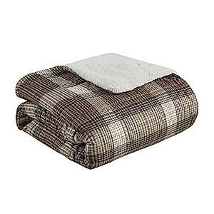Woolrich Lumberjack Luxury Softspun D/A Filled Throw Brown 50x70 Plaid Premium Soft Cozy Cozy Spun For Bed, Couch or Sofa