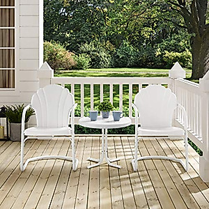 Crosley Furniture KO10011WH Tulip Retro Metal 3-Piece Seating Set (2 Chairs and Side Table), White