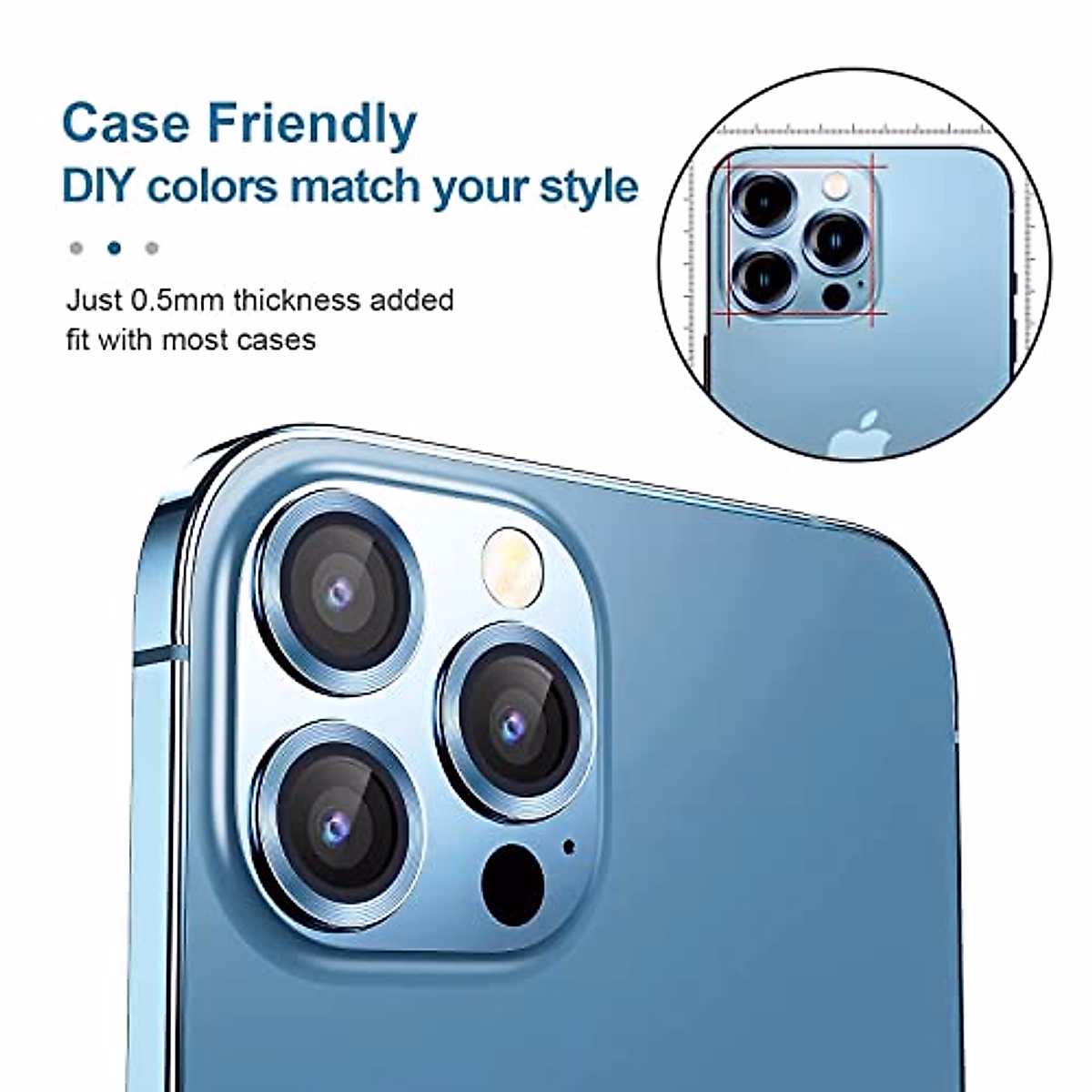 Jeluse [3X2 Pack] Designed for iPhone 13 Pro/iPhone 13 Pro Max Camera Lens Protector, 9H Tempered Glass Screen Protector Cover [Alignment Kit Eazy installation] Metal Individual Ring