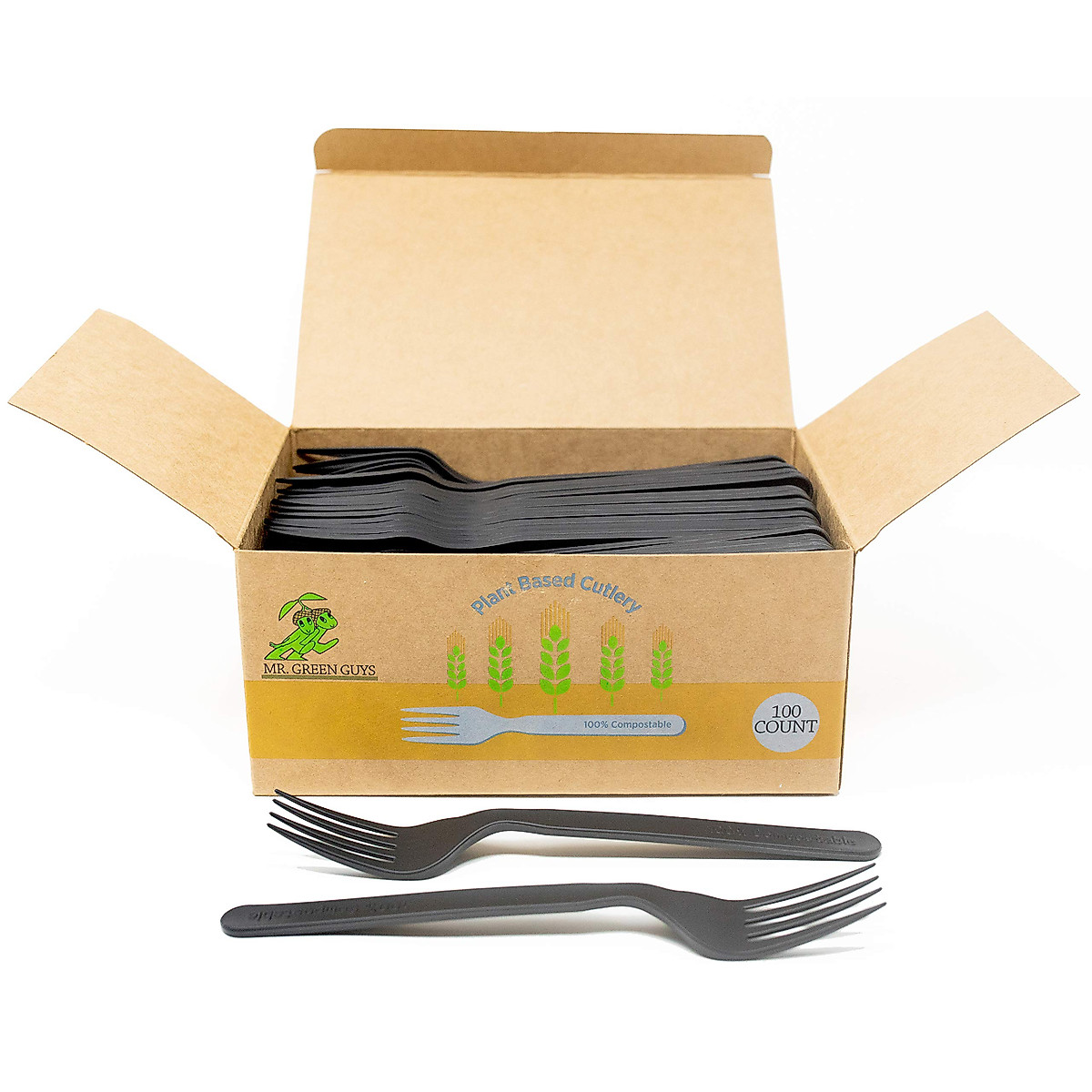 Compostable Heavyweight Disposable Forks - 100 Count CPLA Forks - Eco Friendly Compostable Forks Made from Cornstarch