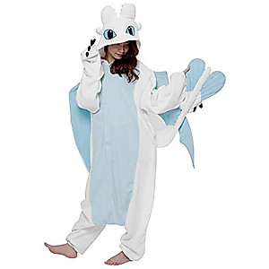 SAZAC Kigurumi - How to Train Your Dragon - Light Fury - Onesie Jumpsuit Halloween Costume (One Size)