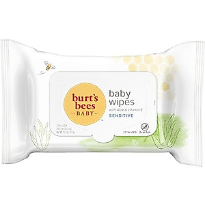 Burt's Bees Baby Wipes,Unscented Natural Baby Wipes for Sensitive Skin with Aloe and Vitamin E - 72 Wipes