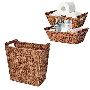 GRANNY SAYS Bundle of 1-Pack Woven Wastebasket for Organizing & 2-Pack Woven Storage Baskets for Bathroom
