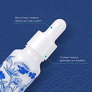 Newzoll 7Pcs 10ml (1/3oz) Dropper Vials Ceramic Perfume Bottles Empty Dropper Bottles Containers Jars for Essential Oils Cosmetic Liquid, Dropping Bottles with 2 Funnels