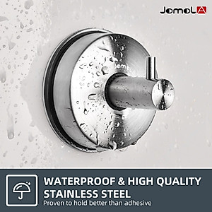 JOMOLA Suction Cup Shower Hooks for Hanging Towel Suction Hook for Inside Shower Stainless Steel Coat Hooks Wall Mounted Kitchen Utensil Stainless Steel, Brushed Finish, 2PCS