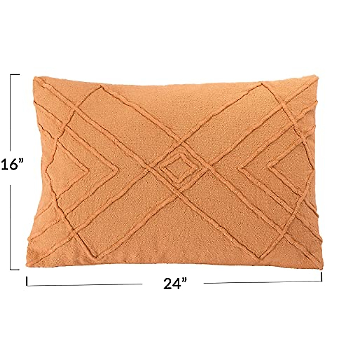 Main + Mesa Creative Co-Op Embroidered Cotton Geometric Lumbar Pillow, Rust