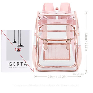 abshoo Transparent Clear Backpack Heavy Duty Backpack For School Teen Girls Women Clear Bookbag (Pink)