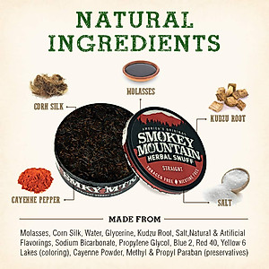 Smokey Mountain Herbal Long Cut – Straight – 1 Can - Tobacco Free and Nicotine Free Snuff