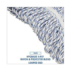 Boardwalk BWK543CT Narrow Floor Finish Rayon/Polyester Mop Head - Large, White/Blue (12/Carton)