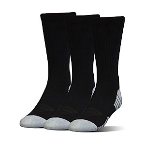 Under Armour Youth Heatgear Tech Crew Socks, 3-Pairs, Black, X-Small