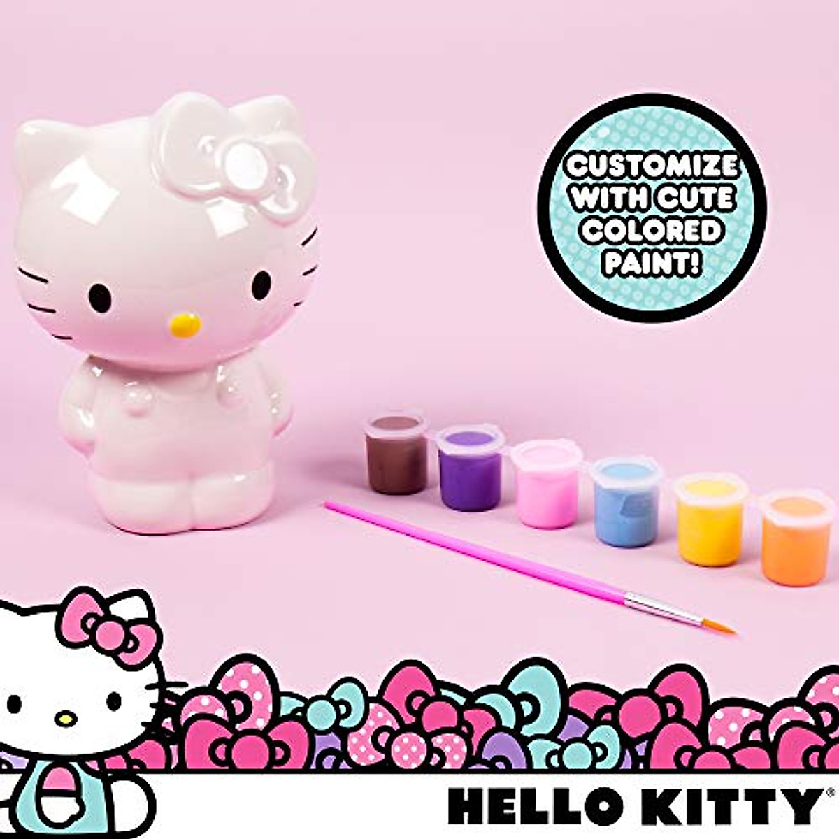 Horizon Group USA Hello Kitty Paint Your Own Piggy Bank, DIY Coin Bank for Kids, Multicolor