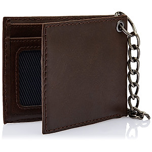 Dickies Men's Bifold Chain Wallet-High Security with ID Window and Credit Card Pockets, Rich Brown, One Size