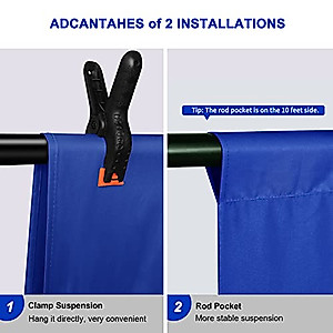 10 X 7 FT Royal Blue Screen Backdrop for Photography, Chromakey Background for Video Self Tape Audition Zoom Meeting Photoshoot Gaming YouTube, Polyester Cloth Fabric Curtain Sheet with 4 Clamps