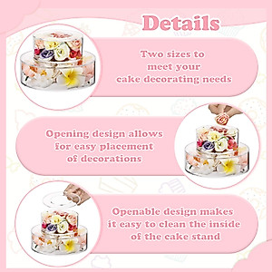 Weysat 2 Pcs Acrylic Fillable Cake Stand 7 Inch and 4.7 Inch Clear Cake Riser Round Cake Tier Decorative Cylinder Stand for Wedding Birthday Party(7''D x 2''H, 4.7''D x 2''H)