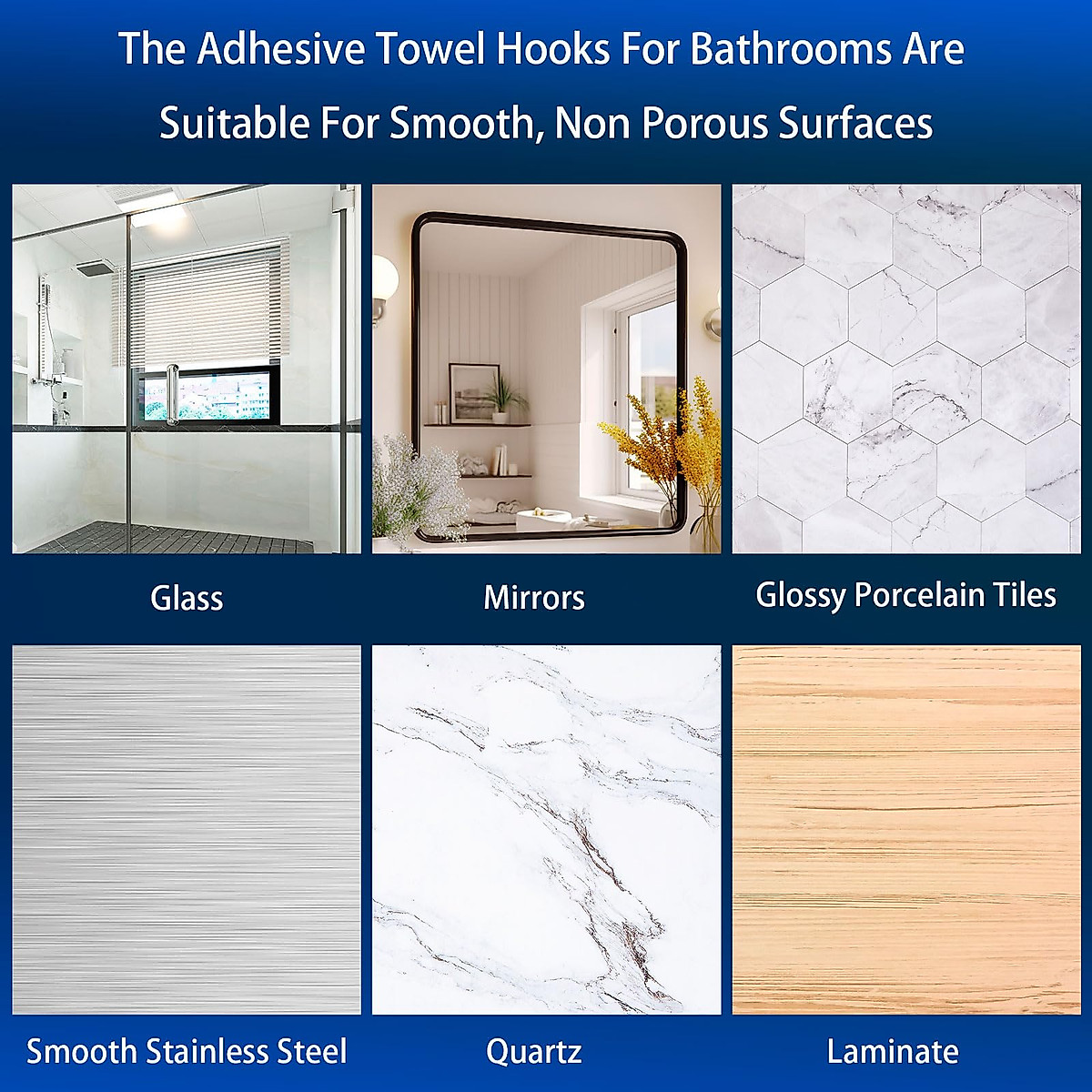 2 Pack Self Adhesive Hooks,Towel Hooks for Bathroom, Heavy Duty Adhesive Hooks,Shower Hooks for Inside Shower,Stainless Steel Wall Hooks for Coat,Robe and Towels, Stick On Bathroom and Kitchen,Sliver