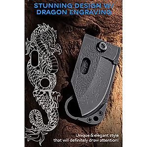 Grand Way Small Pocket Knife - Folding Wallet Knife - Mini Tactical Knife with Money Clip - Cool Dragon Blade Credit Card - Small Folding Knife - Birthday Christmas Gifts for Men and Women 6682