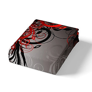 Castle Fairy Black Red Gray Bedding Set,Modern Branch Duvet Cover for Kids Teen Boys Girls,Chic Abstract Comforter Cover Decorative Room,Modern Creativity Quilt Cover with 2 Pillowcases,King Size