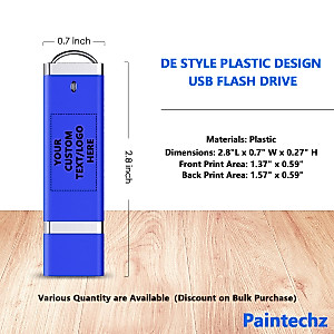 Paintechz Custom Classic USB Flash Drives 50 Pack, Personalized Logo Bulk - as Corporate Gifts and Promotional Giveaways - 512MB