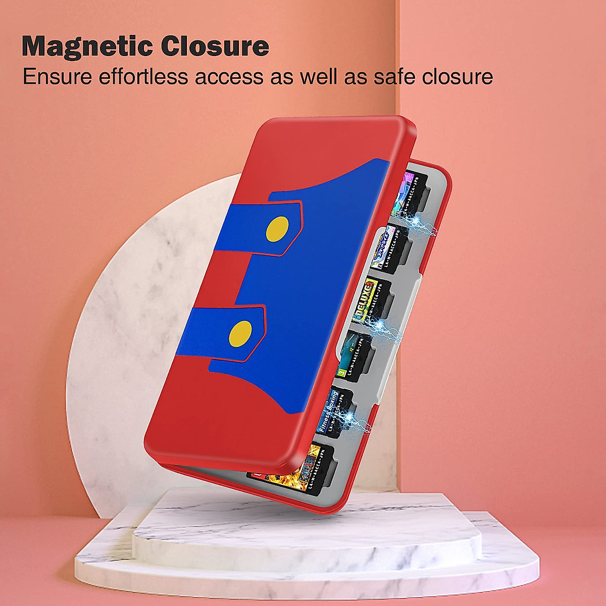 KENOBEE 24 Game Card Case Compatible with Nintendo Switch/Switch Lite/Switch OLED 2021, 24 Slot Storage Holder for SD Card&Switch Game Card, Slim Portable Storage Cartridge Box for Travel Carrying