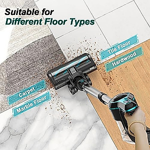 INSE 28Kpa Cordless Vacuum Cleaner, 300W Powerful Stick Vacuum, 8-in-1 Rechargeable Vacuum, 2500m-Ah Battery, 45min Runtime, 1.2L Dustbin, Lightweight Cordless Vacuum for Pet Hair Hard Floor Carpet