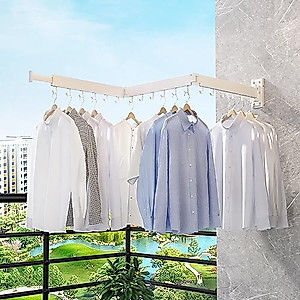 ZdwCyl Clothes Drying Rack,Laundry Space Saver Wall Mounted,Retractable,Collapsible(Tri-Fold), White Color Rack Clothing