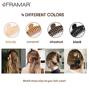 FRAMAR Large Hair Claw Clip – Hair Clips Women, Extra Large Claw Clip For Thick Hair Claw Clips, Hair Claw Clips For Women Thick Hair – Neutral Claw Clips 4 Pack