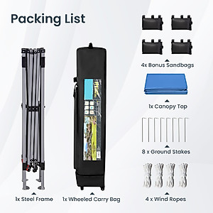 PHI VILLA Instant Shelter Canopy,Angled Leg 12' x 12' UV Block Sun Shade Canopy Gazebo for Patio Outdoor, Lightweight, Blue